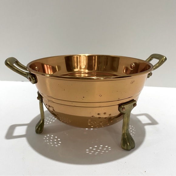 Unbranded | Kitchen | Copper Berry Fruit Strainer Colander Footed Brass ...